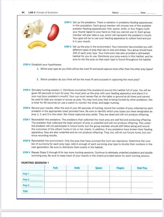 EXERCISE 2 NATURAL SELECTION ACTIVITY Work in a small | Chegg.com