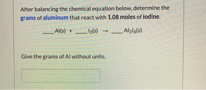 Solved After balancing the chemical equation below, | Chegg.com