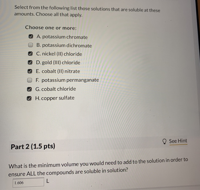 Solved Select from the following list those solutions that | Chegg.com