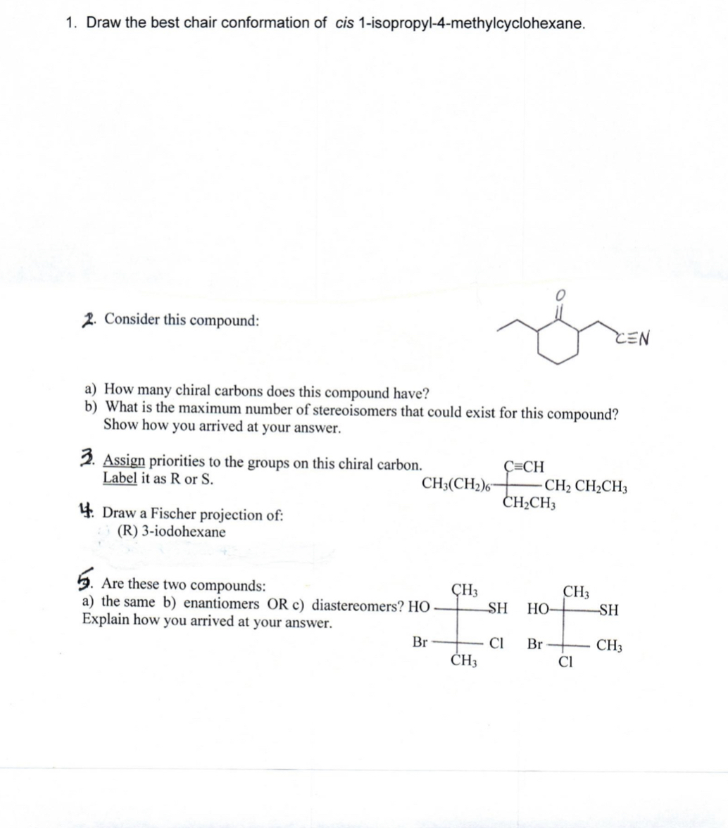 Solved Draw the best chair conformation of cis | Chegg.com