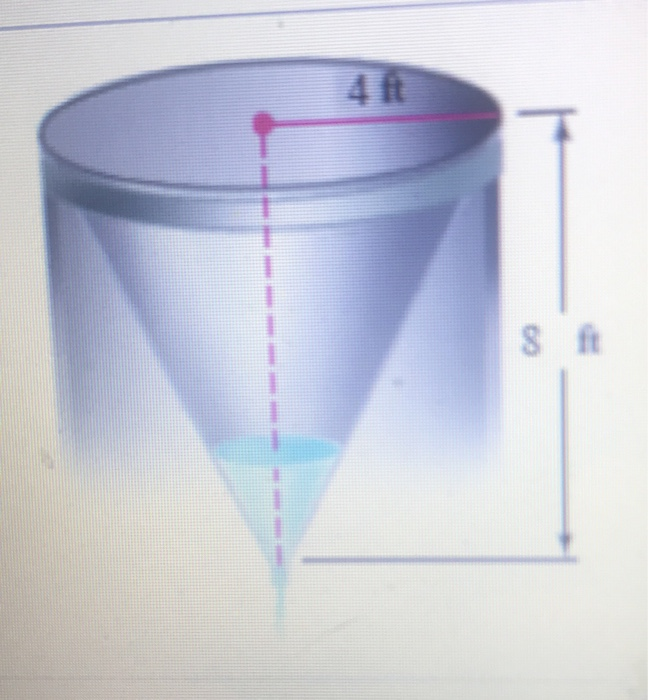 Solved An inverted conical water tank with a height of 8 ft | Chegg.com