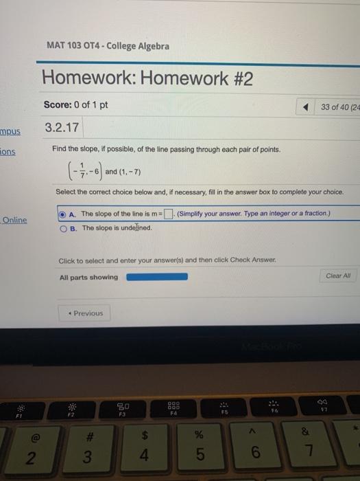 Solved MAT 103 OT4 - College Algebra Homework: Homework #2 | Chegg.com