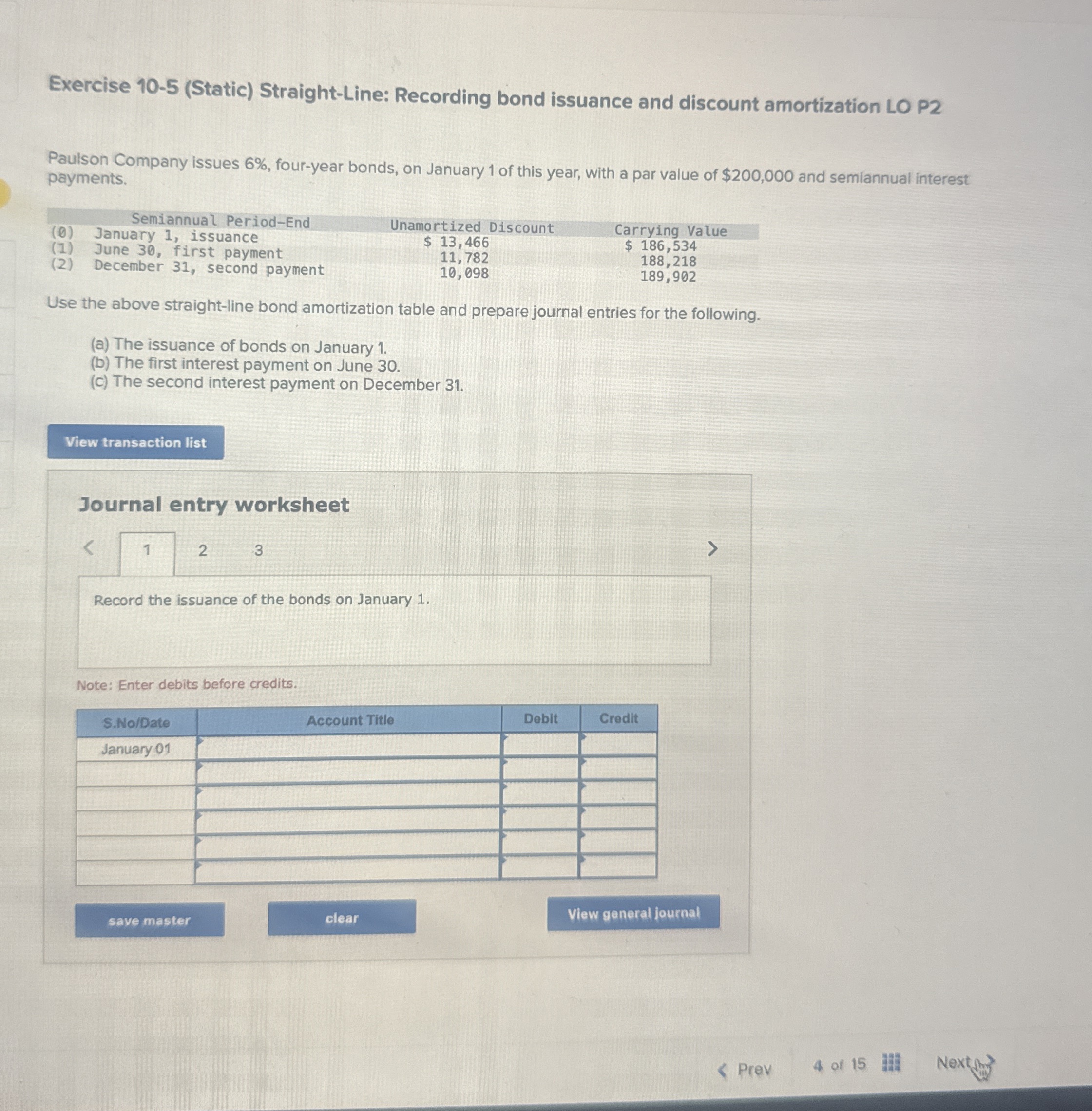 Solved Exercise 10-5 (Static) ﻿Straight-Line: Recording bond | Chegg.com