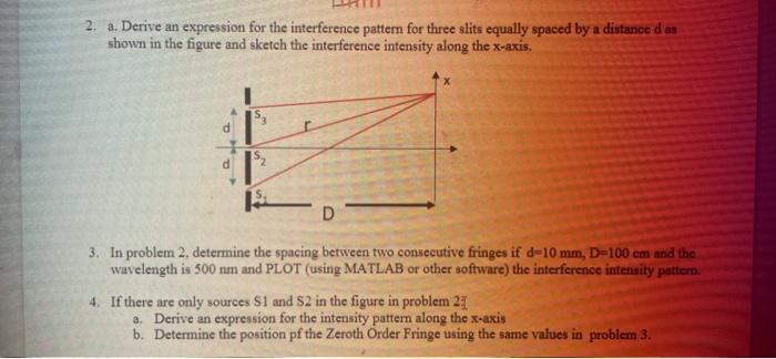 Solved 2. a. Derive an expression for the interference | Chegg.com