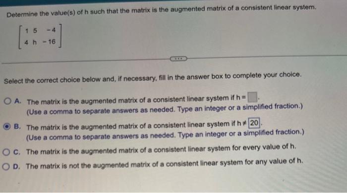 Solved Determine the value(s) of h such that the matrix is | Chegg.com