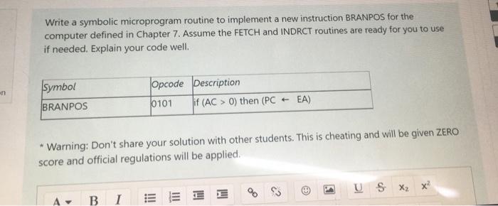 Write a symbolic microprogram routine to implement a | Chegg.com