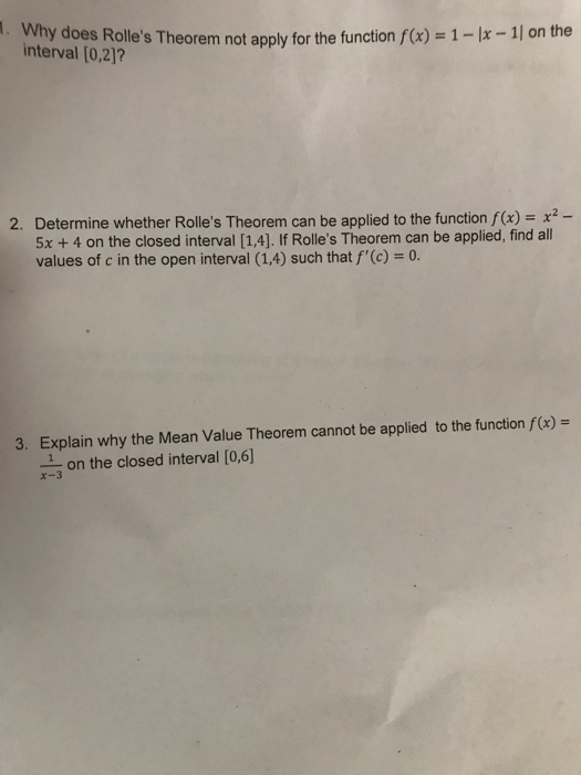Solved Why does Rolle's Theorem not apply for the function | Chegg.com