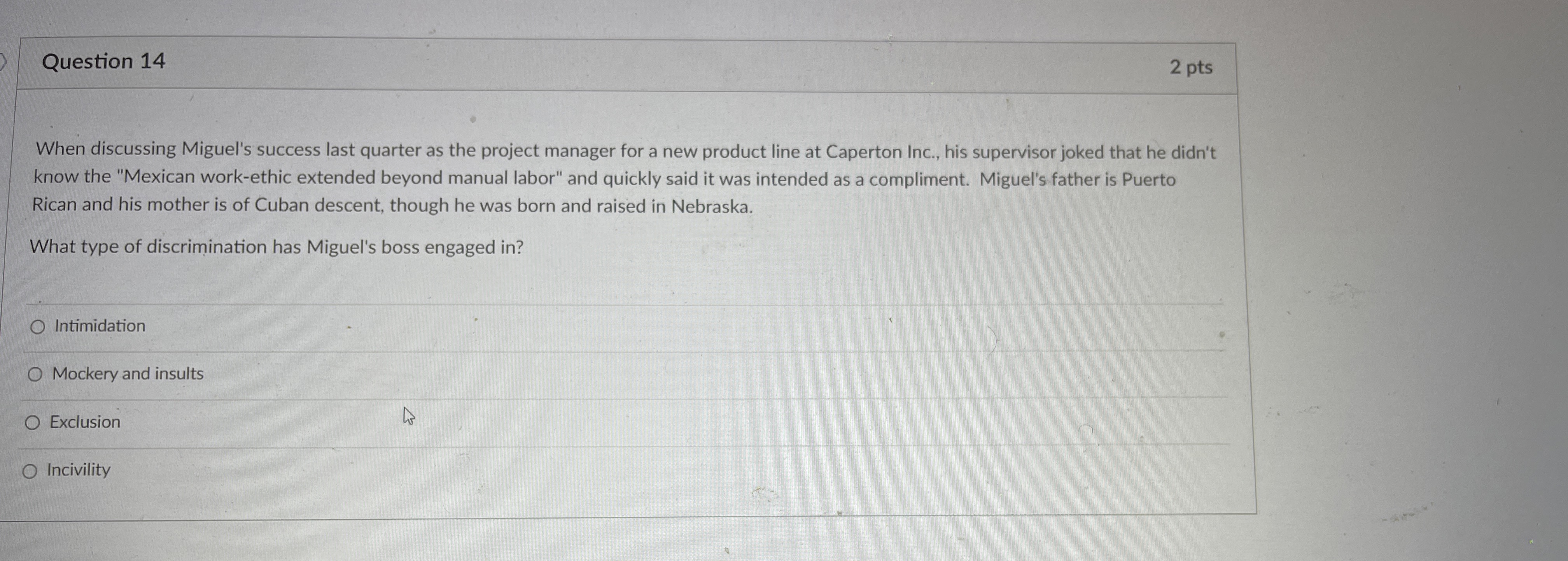 Solved Question 142 ﻿ptsWhen discussing Miguel's success | Chegg.com