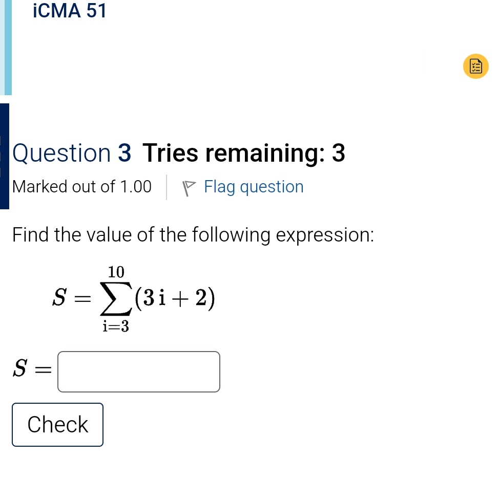 Solved iCMA 51Question 3 ﻿Tries remaining: 3Marked out of | Chegg.com