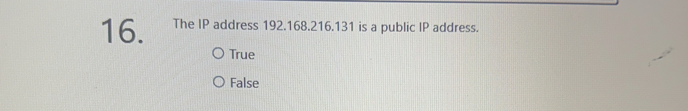 Solved The IP address 192.168.216.131 ﻿is a public IP | Chegg.com