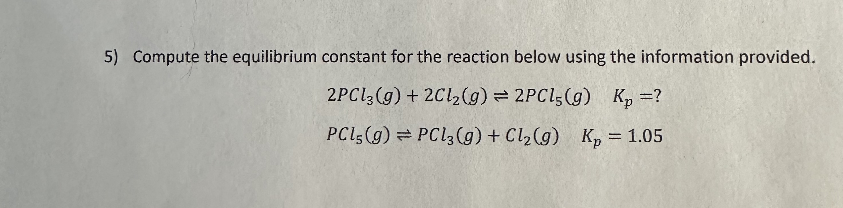 Solved Compute the equilibrium constant for the reaction | Chegg.com