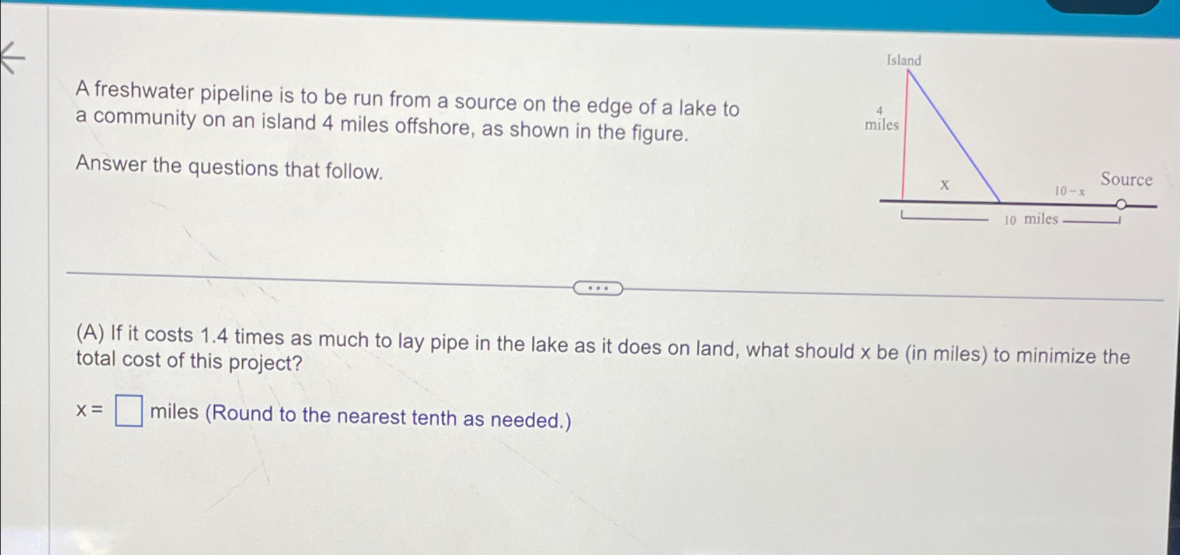 Solved A freshwater pipeline is to be run from a source on | Chegg.com