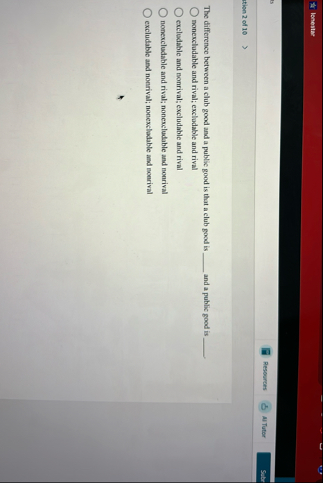 Solved IonestarResourcesAl TutorSubrstion 2 ﻿of 10The | Chegg.com