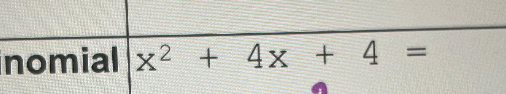Solved nomial x2+4x+4= | Chegg.com