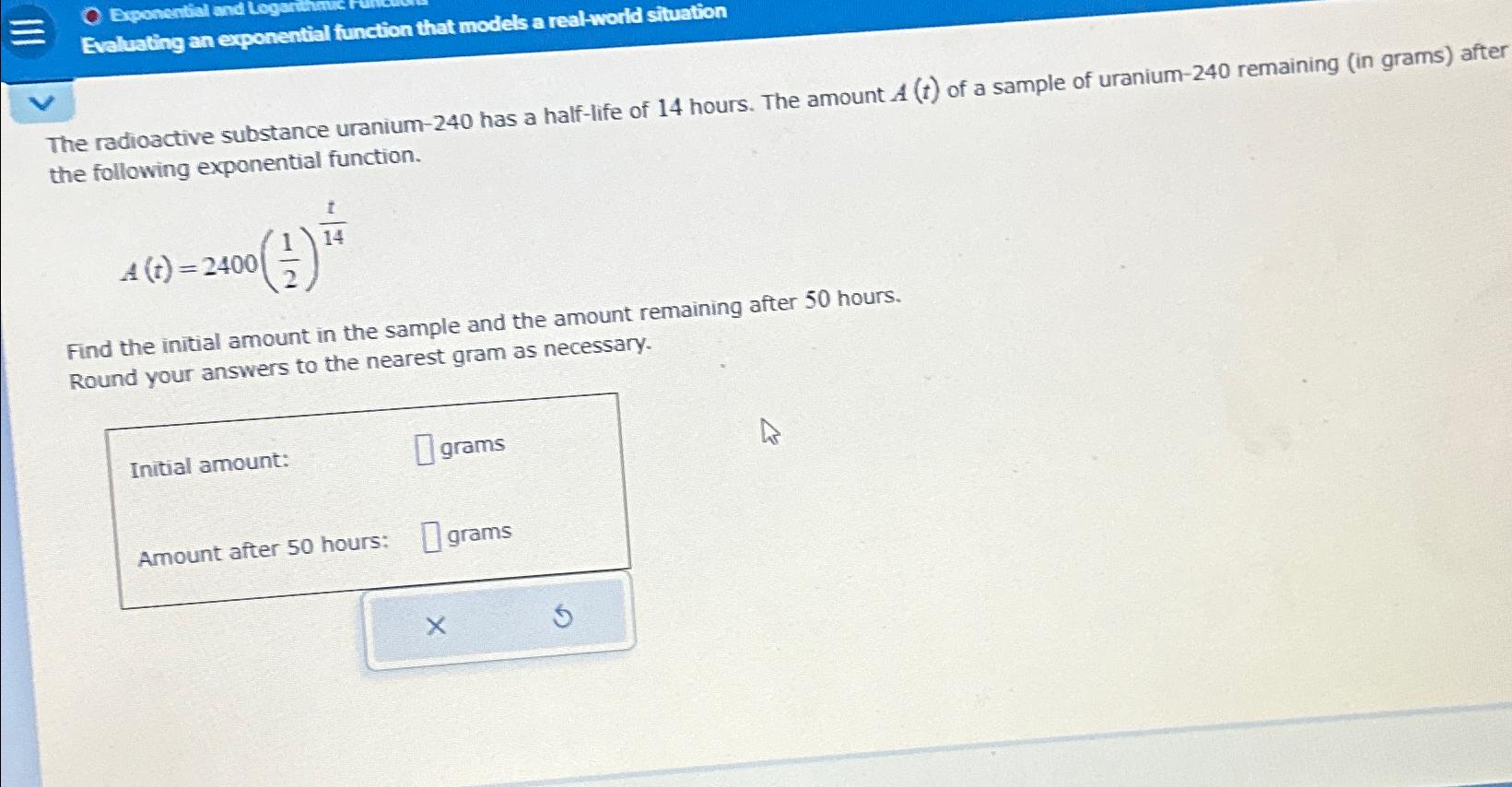 Solved Exponential and Logntithine runction that models a | Chegg.com