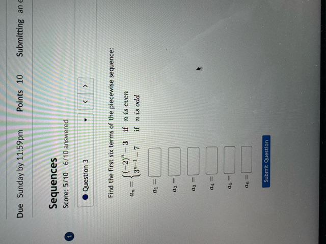 Solved Find the first six terms of the piecewise | Chegg.com