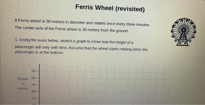 Solved Ferris Wheel (revisited) A Ferris wheel is 50 meters | Chegg.com