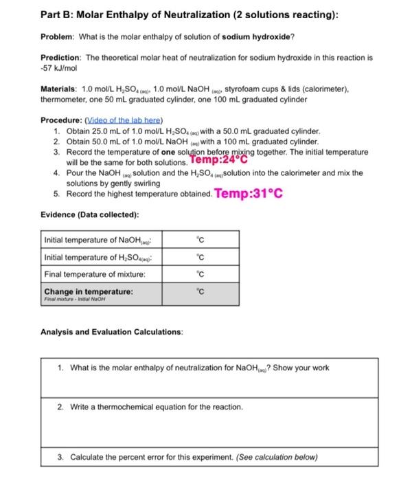 Solved Part A: Molar Enthalpy of Solution: Problem: What is | Chegg.com