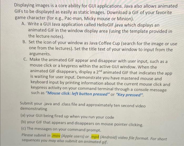 Solved Displaying images is a core ability for GUI | Chegg.com
