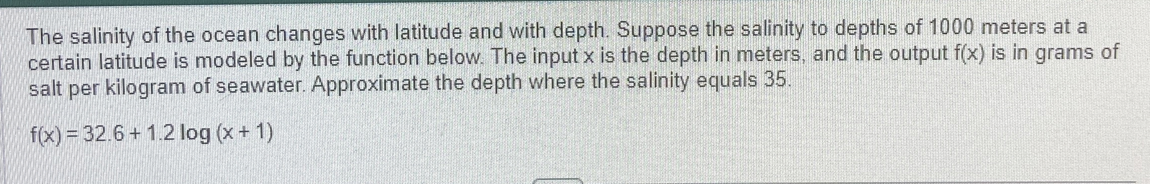 Solved The salinity of the ocean changes with latitude and | Chegg.com