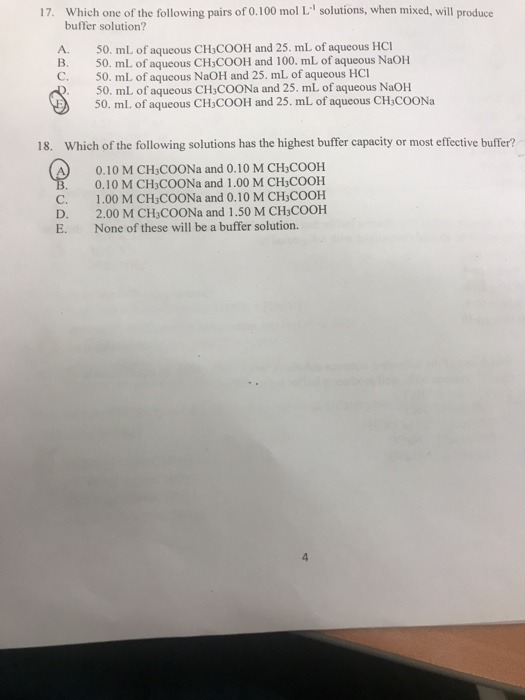 Solved 17. Which one of the following pairs of 0.100 mol L | Chegg.com