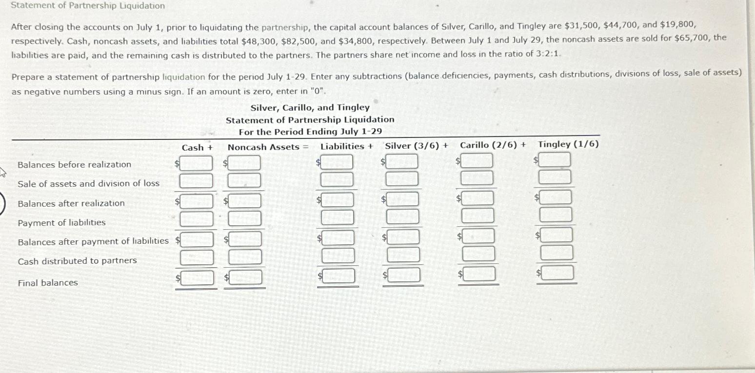 Solved Statement of Partnership Liquidation liabilities are | Chegg.com