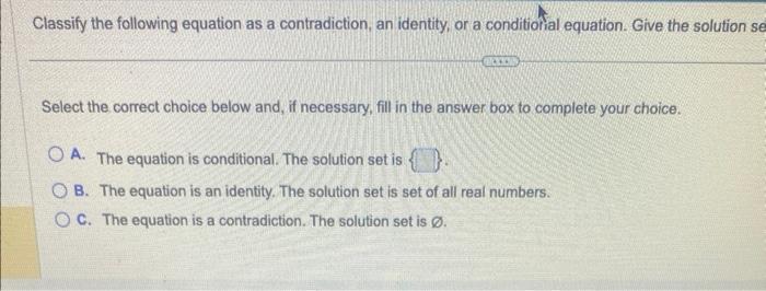 Solved Classify the following equation as a contradiction, | Chegg.com