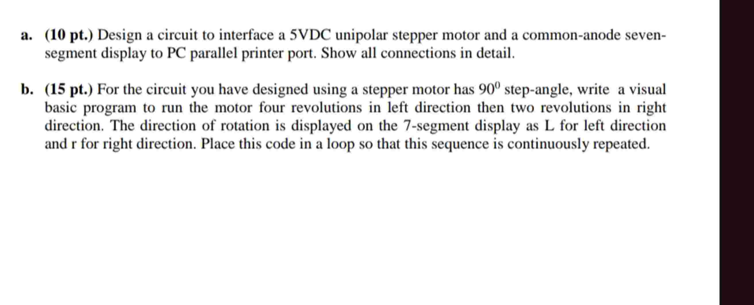 Solved a. (10 ﻿pt.) ﻿Design a circuit to interface a 5VDC | Chegg.com