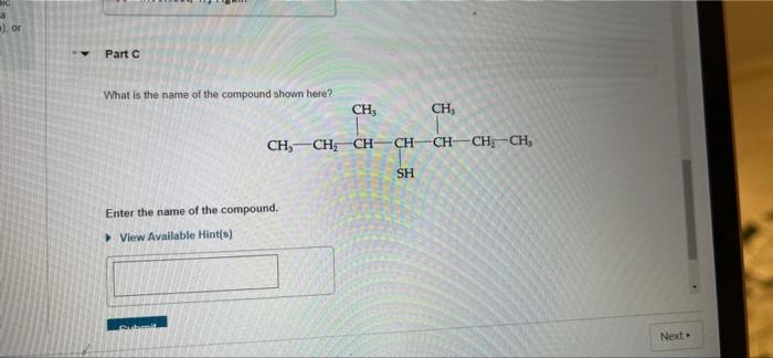 Solved DIC a ), or Part What is the name of the compound | Chegg.com