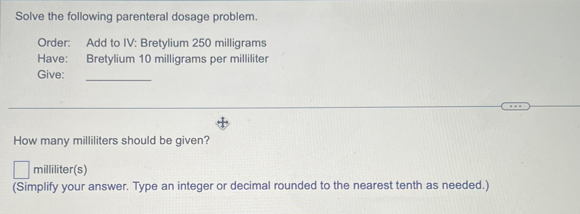Solved Solve the following parenteral dosage problem.Order: | Chegg.com