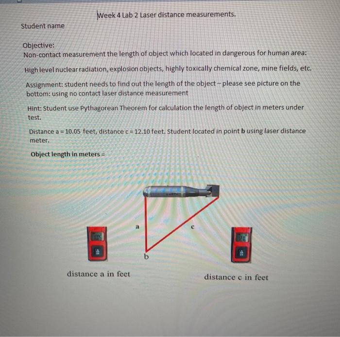 Solved Week 4 Lab 2 Laser distance measurements. Student | Chegg.com