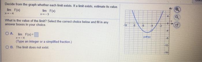 Solved Decide from the graph whether each limit exists. If a | Chegg.com