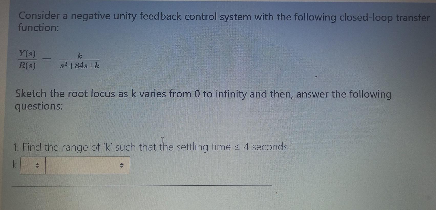 Solved Consider a negative unity feedback control system | Chegg.com