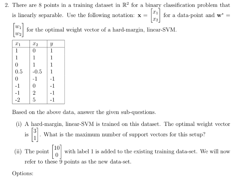 Solved There are 8 ﻿points in a training dataset in R2 ﻿for | Chegg.com