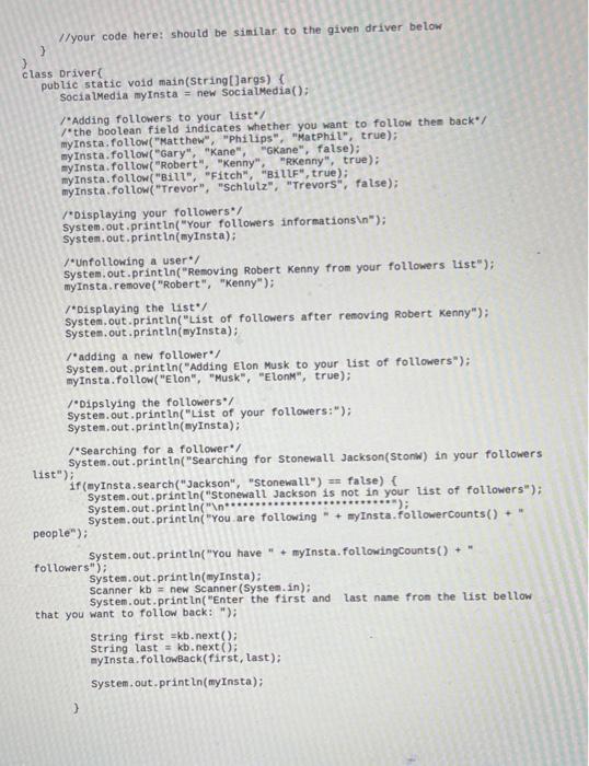 Solved Social Media App Objectives Apply ArrayList to solve | Chegg.com