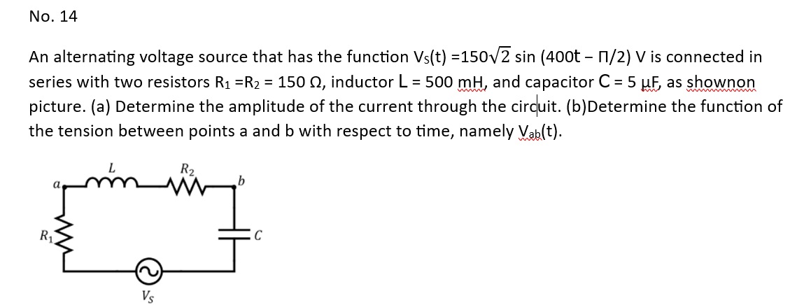Solved No. 14An alternating voltage source that has the | Chegg.com