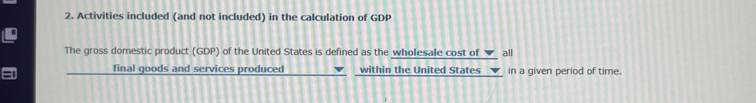 Solved Activities included (and not included) ﻿in the | Chegg.com