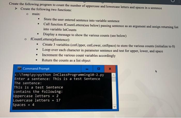 Solved Create the following python program to count the | Chegg.com