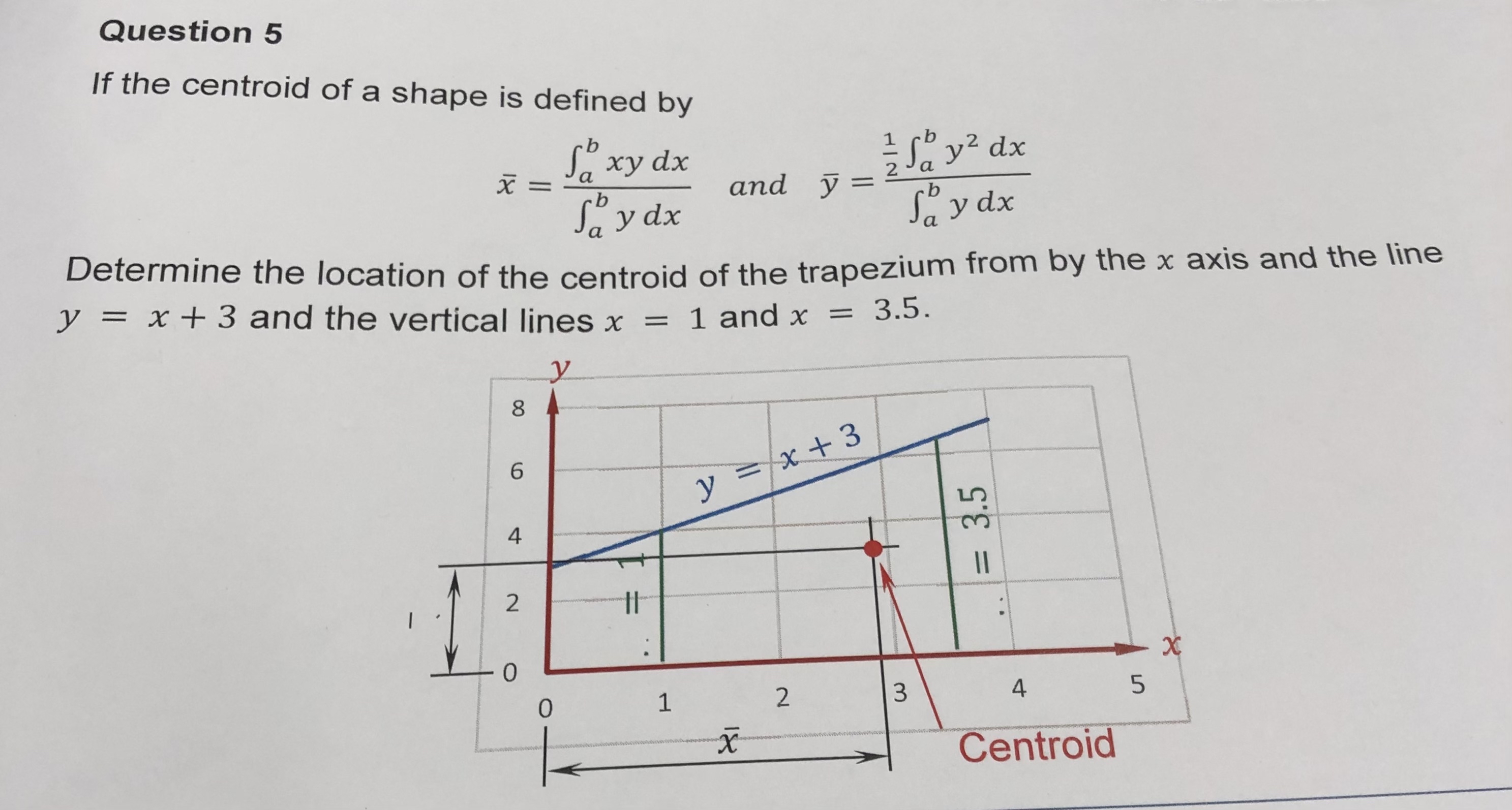 Solved Question 5If the centroid of a shape is defined | Chegg.com