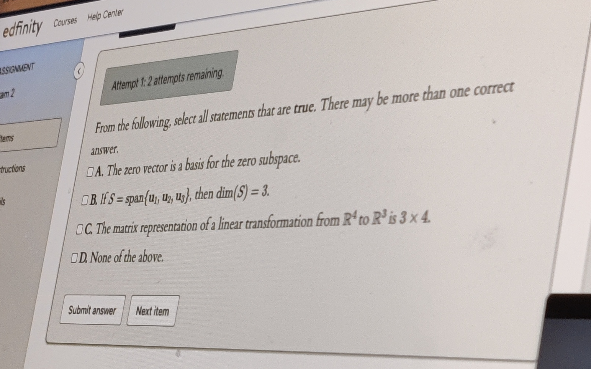 Solved Attempt 1:2 ﻿attempts remaining.From the following, | Chegg.com