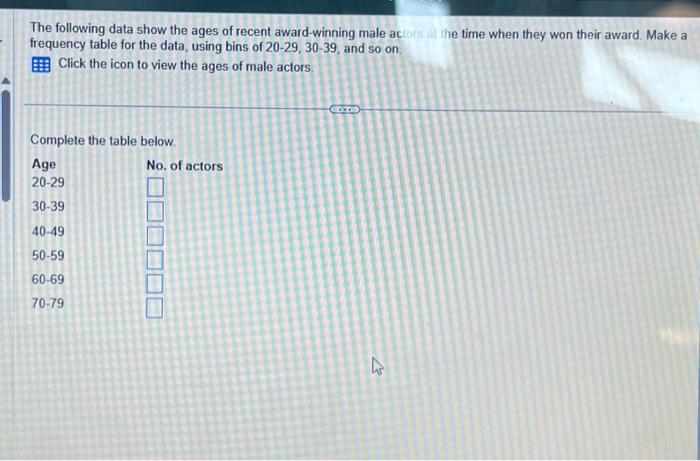 Solved The following data show the ages of recent | Chegg.com