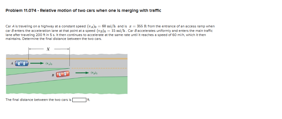 Problem 11.074 - ﻿Relative motion of ﻿two cars when | Chegg.com