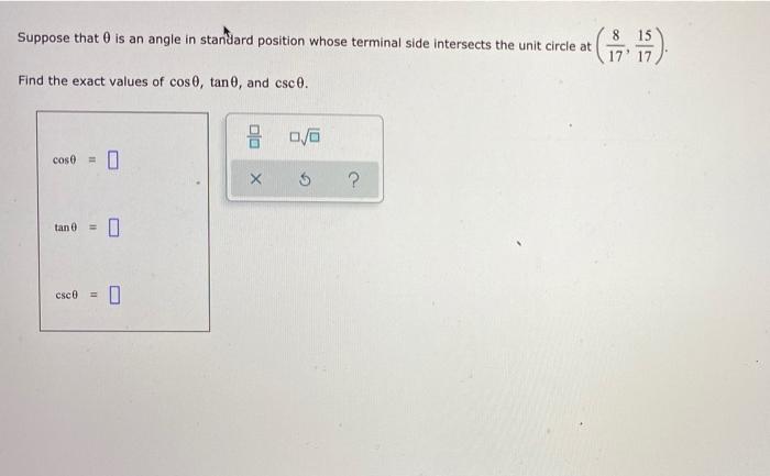 Solved suppose that is an angle and standard position who is | Chegg.com