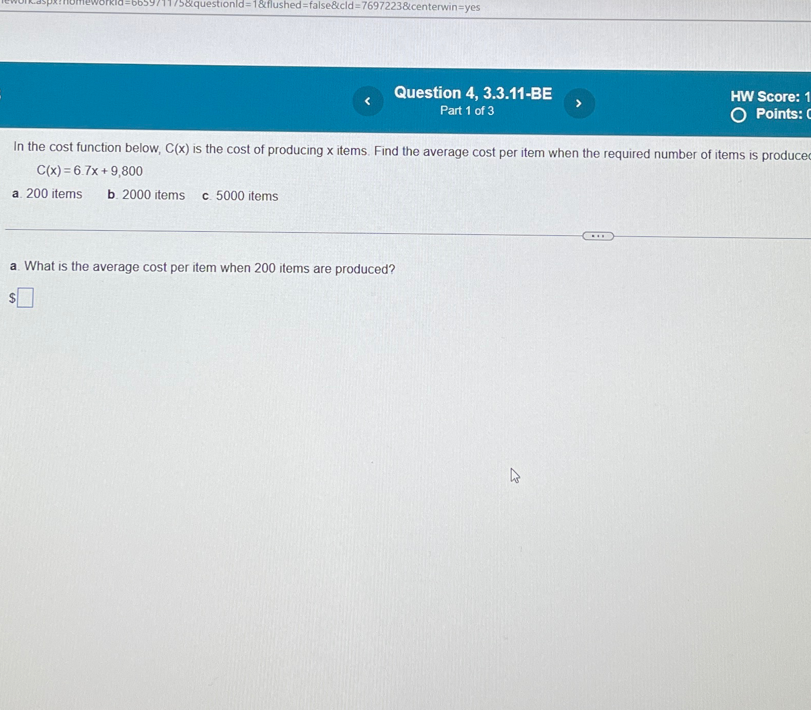 Solved Question 4, 3.3.11-BEHW Score: 1Part 1 ﻿of 3Points:In | Chegg.com