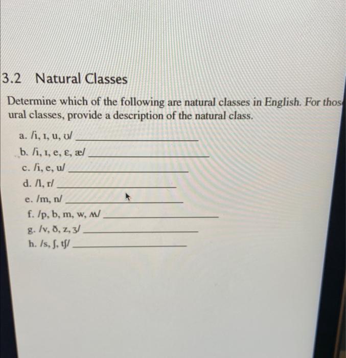 Determine which of the following are natural classes | Chegg.com