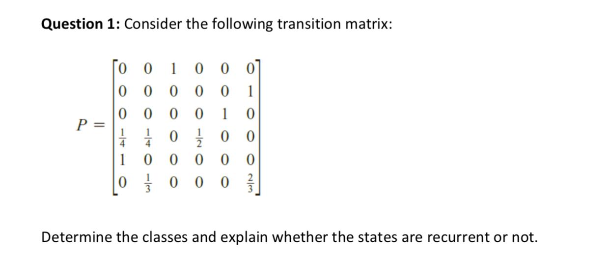 Solved Question 1: Consider the following transition | Chegg.com