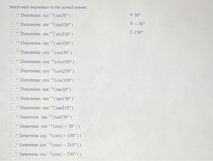 Solved Match each expression to the correct answer. | Chegg.com