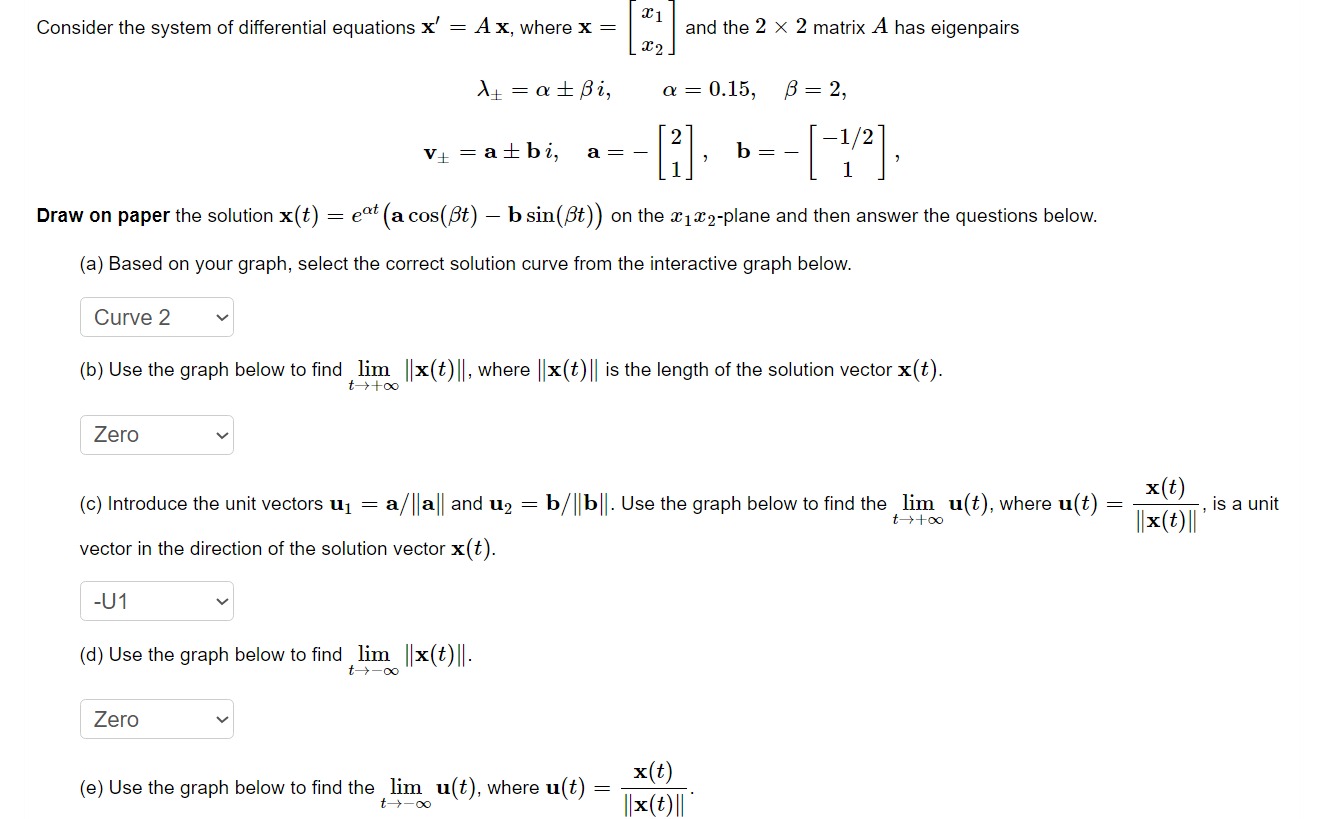 Solved Consider the system of differential equations x'=Ax, | Chegg.com