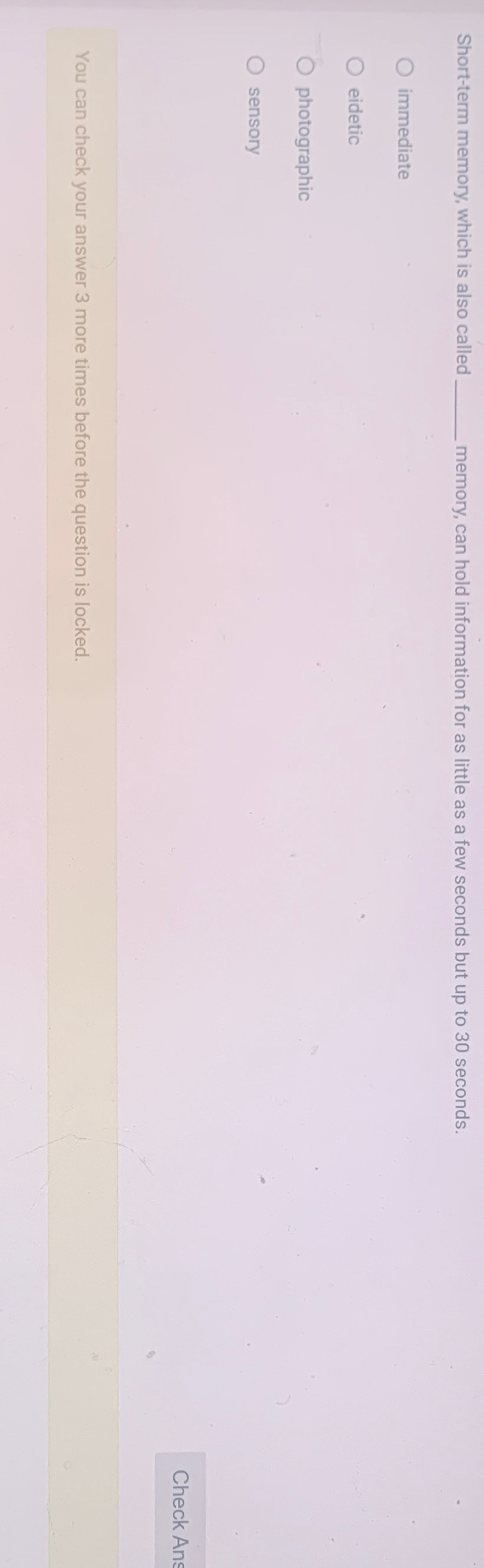 Solved Short-term memory, which is also called memory, can | Chegg.com