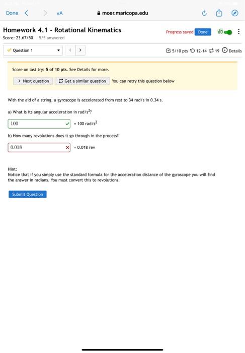 Solved With the aid of a string, a gyroscope is accelerated | Chegg.com